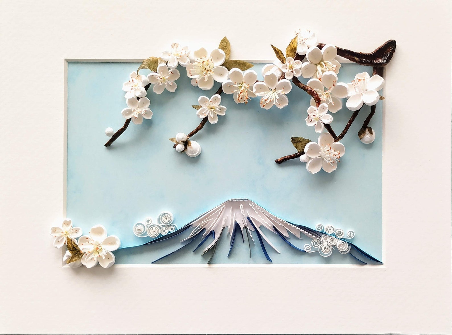 Sakura and Fuji Paper Art Cherry Blossoms Quilling Handmade - Etsy