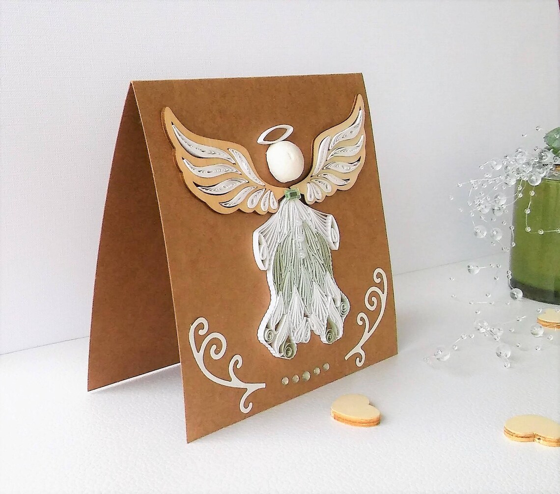 Christmas Angel Card, Handmade Seasonal Quilling, Angel's Wings, Angel ...