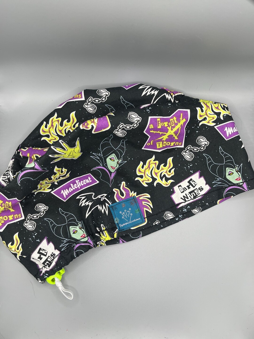 Maleficent Scrub Cap: Handmade Euro Style, Adjustable Toggle - Etsy