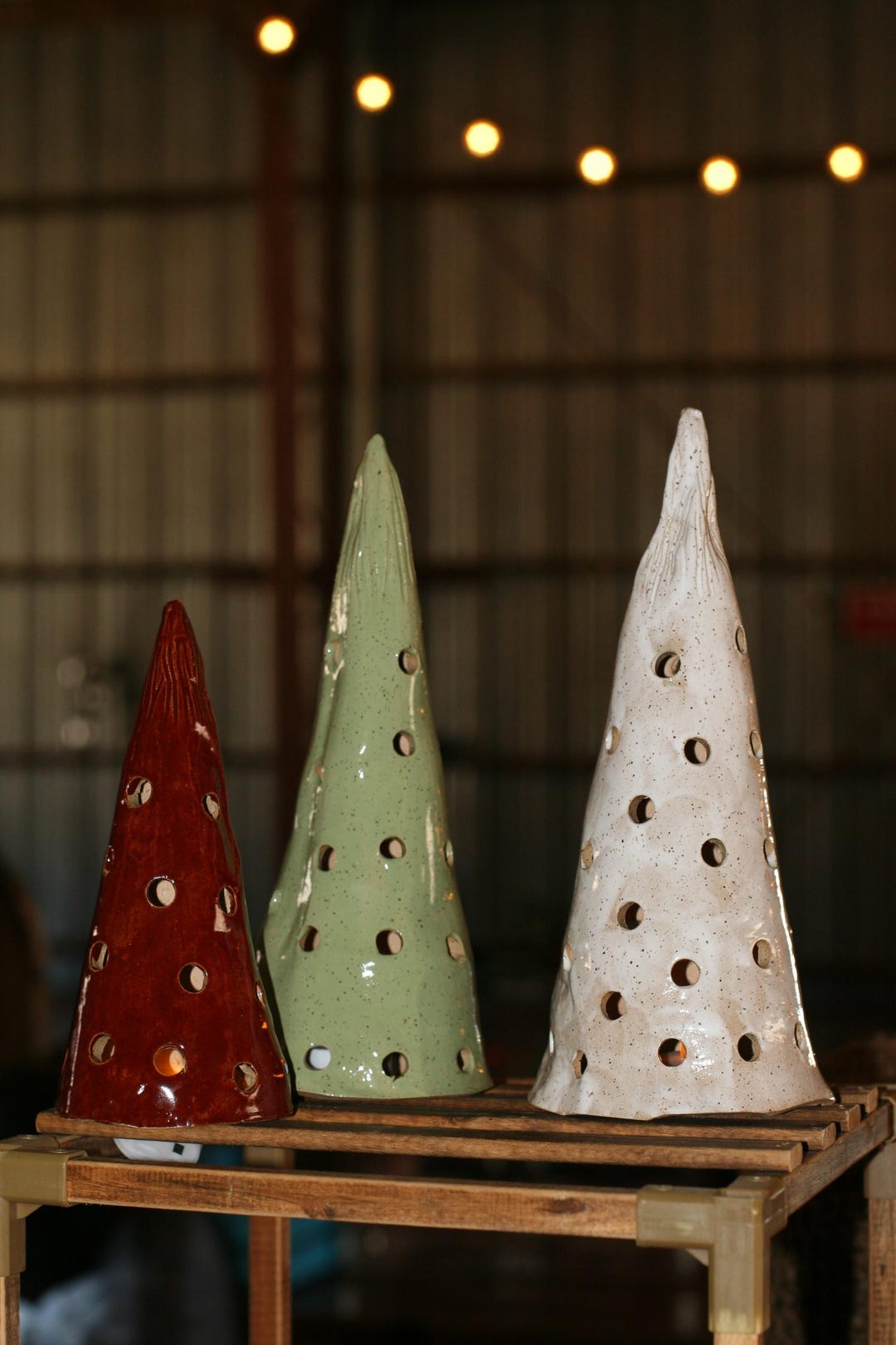 Holiday Tree Luminary Decor Ceramic Tree Seasonal Decor Wheel Thrown ...