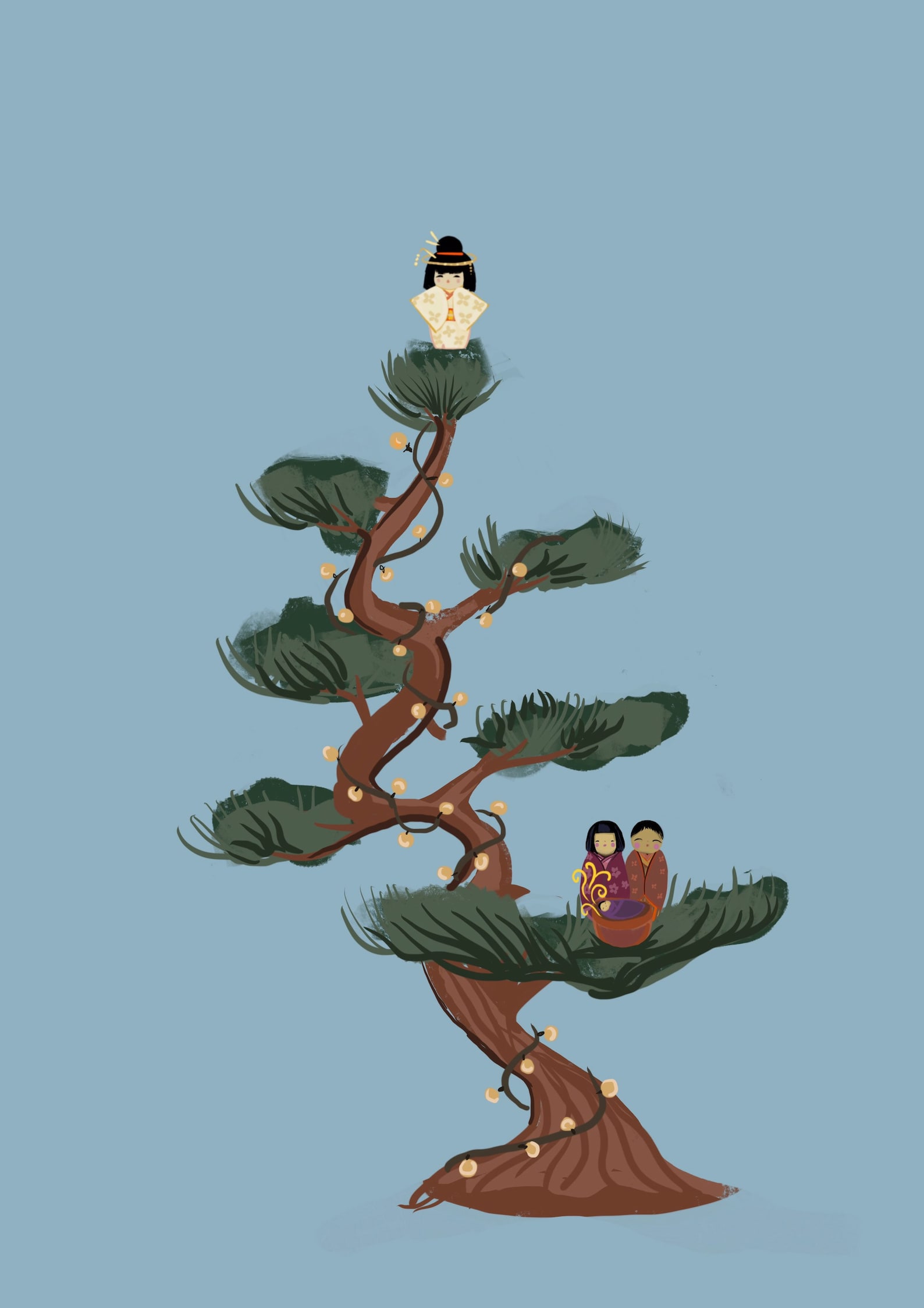 Japanese Christmas Tree Greeting Card - Etsy