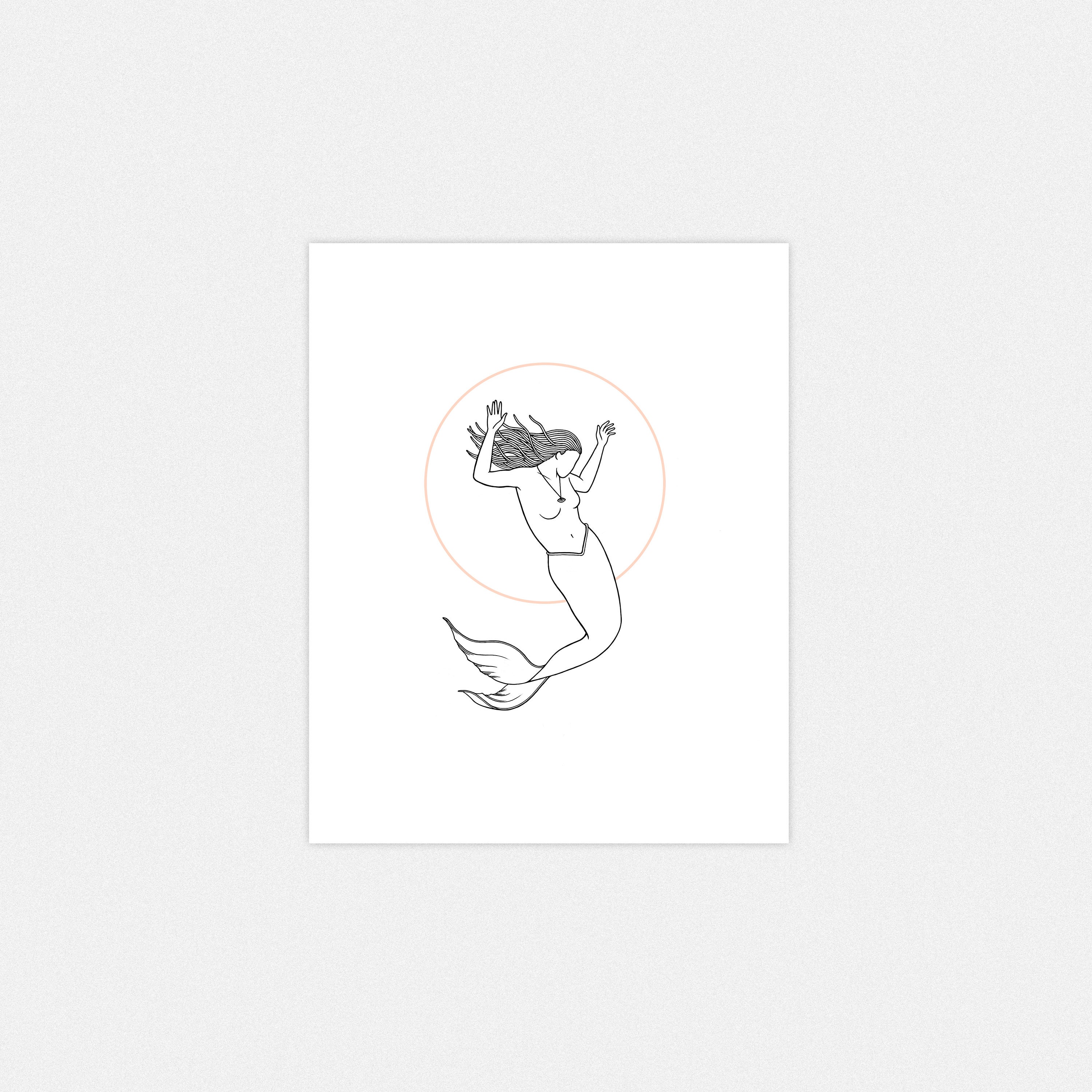 Half Human Mermaid Art Print - Etsy