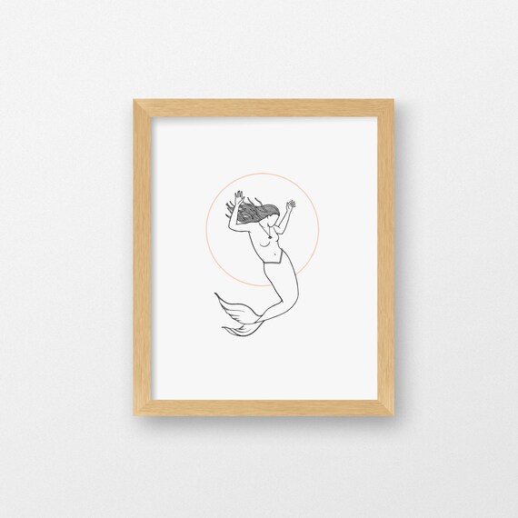 Half Human Mermaid Art Print - Etsy