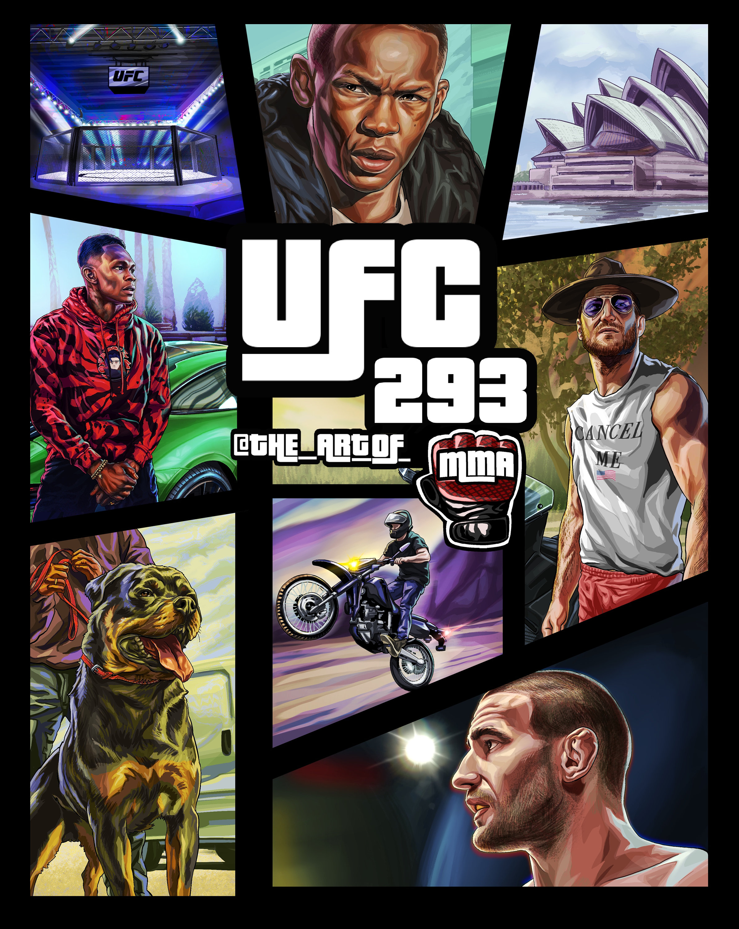 UFC 293 POSTER GTA Style / Sean Strickland / Israel Adesanya / the Art ...