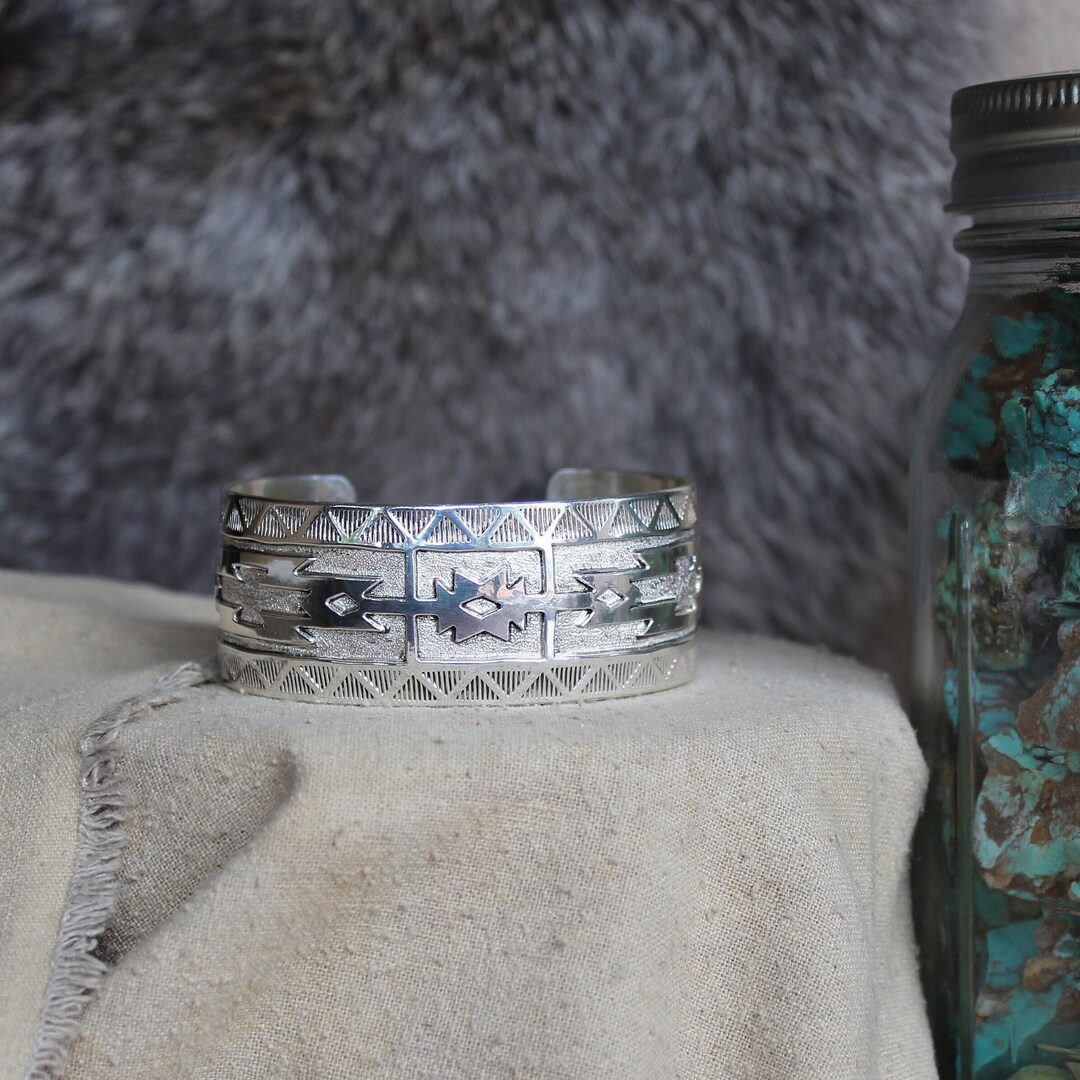 Native American Cuff | Native American Jewelry, Geometric Cuffs, Unisex ...