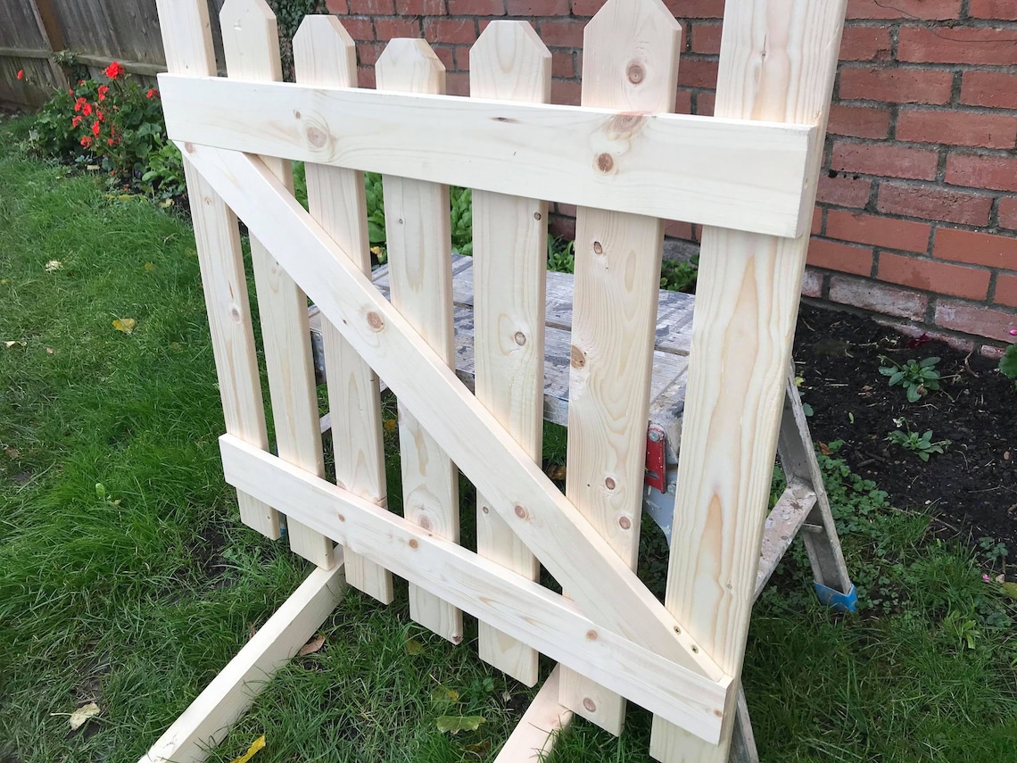 Garden Picket Gates Wooden Bespoke Gate -garden Timber Door H-91,5cm X ...