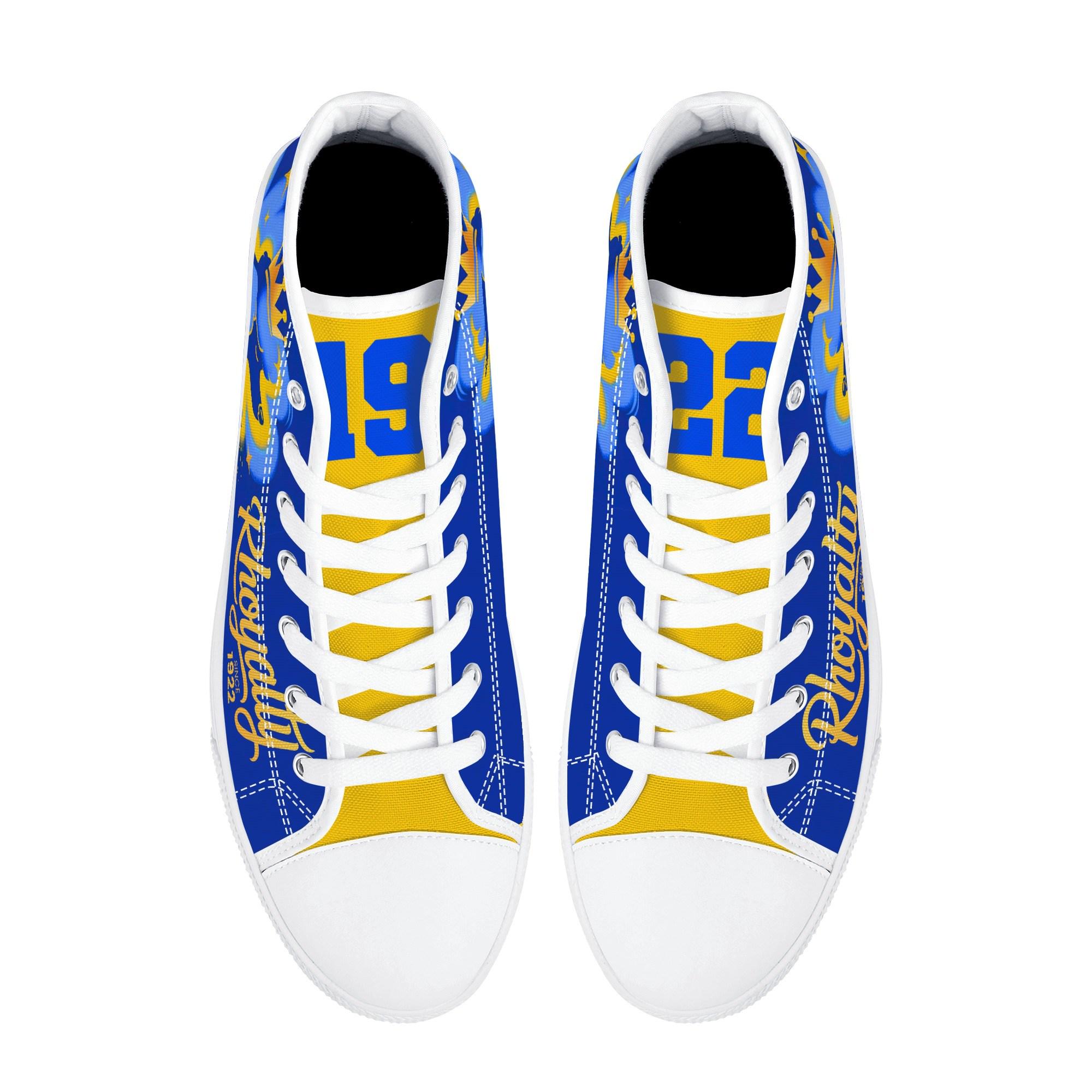 Sigma Gamma Rho Inspired High Top Canvas Shoes | Blue & Gold Sorority ...