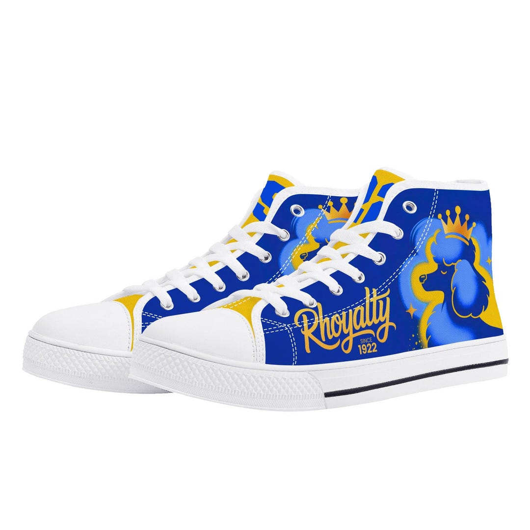 Sigma Gamma Rho Inspired High Top Canvas Shoes | Blue & Gold Sorority ...