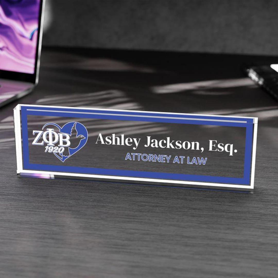 Personalized Zeta Phi Beta Sorority Inspired Acrylic Desk Name Plaque ...