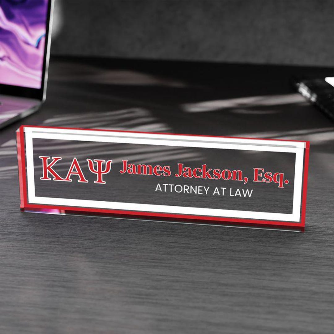 Personalized Kappa Alpha Psi Acrylic Desk Name Plaque | Kapsi Custom ...