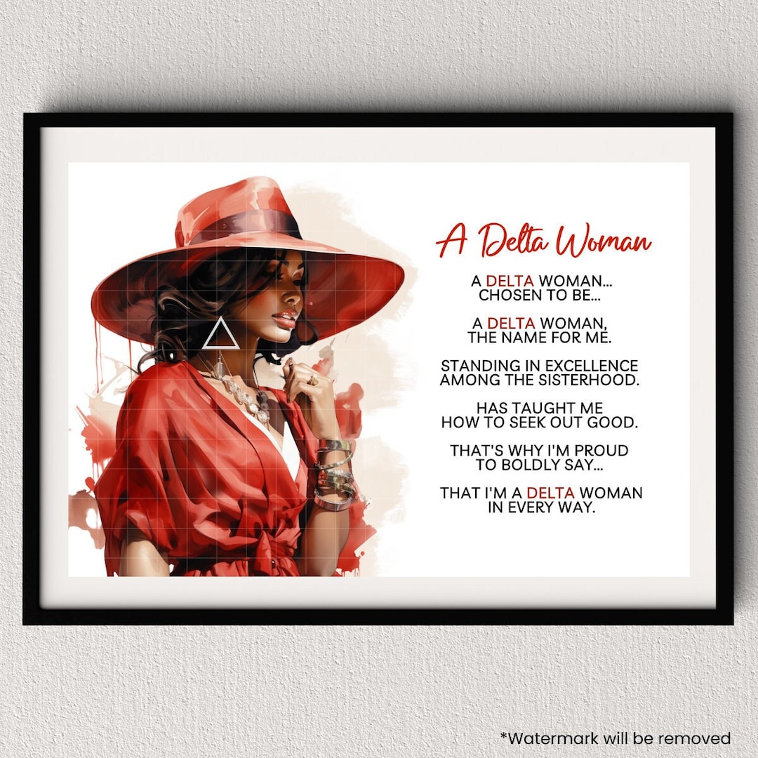 Matte delta Woman Poem Poster Sorority Inspired Crimson & Cream Artwork ...
