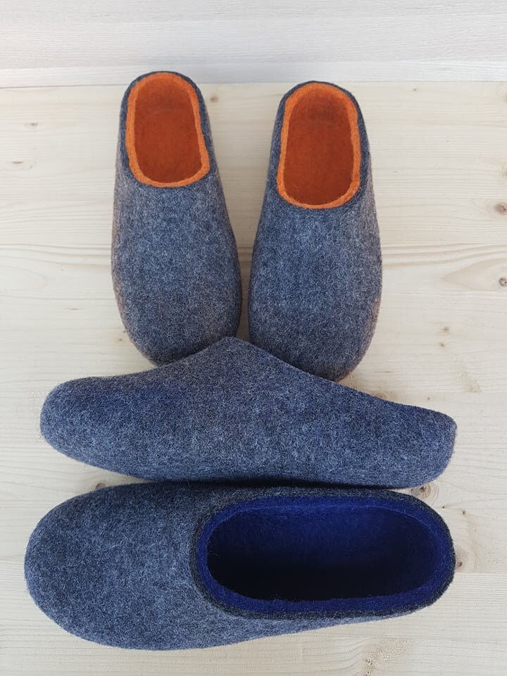 Handmade Eco Friendly Felted Slippers From Natural Wool Grey - Etsy