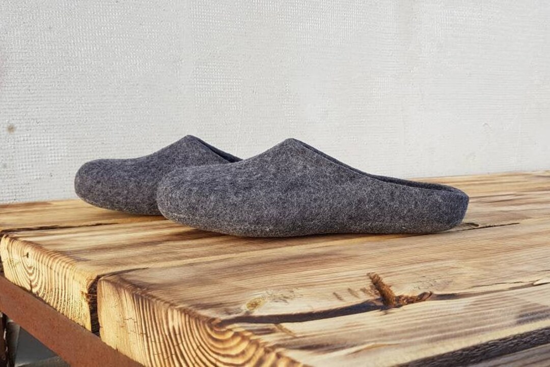 Handmade Eco Friendly Felted Slippers From Natural Wool Grey Felt ...