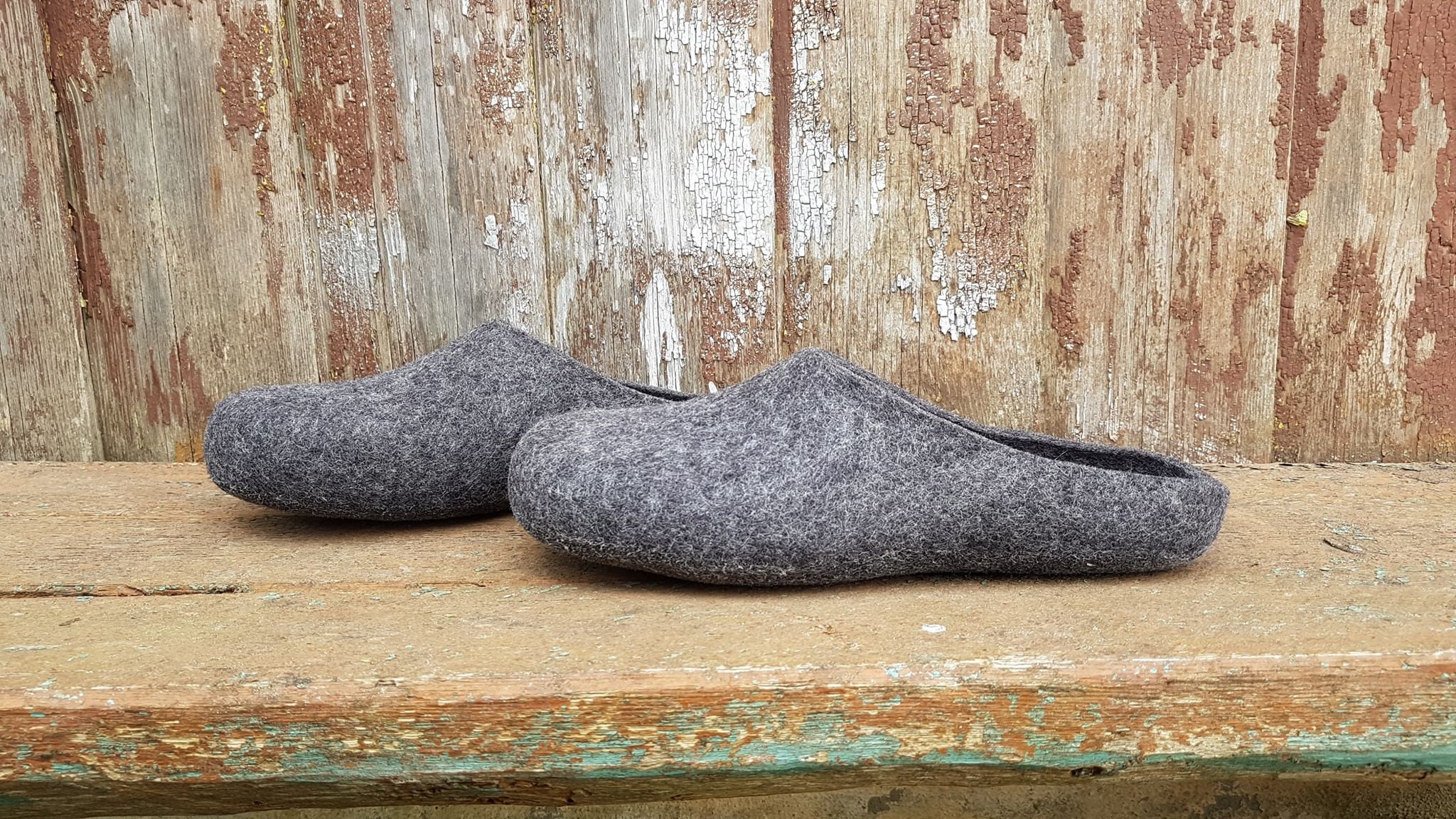 Handmade Eco Friendly Felted Slippers From Natural Wool Grey Felt ...