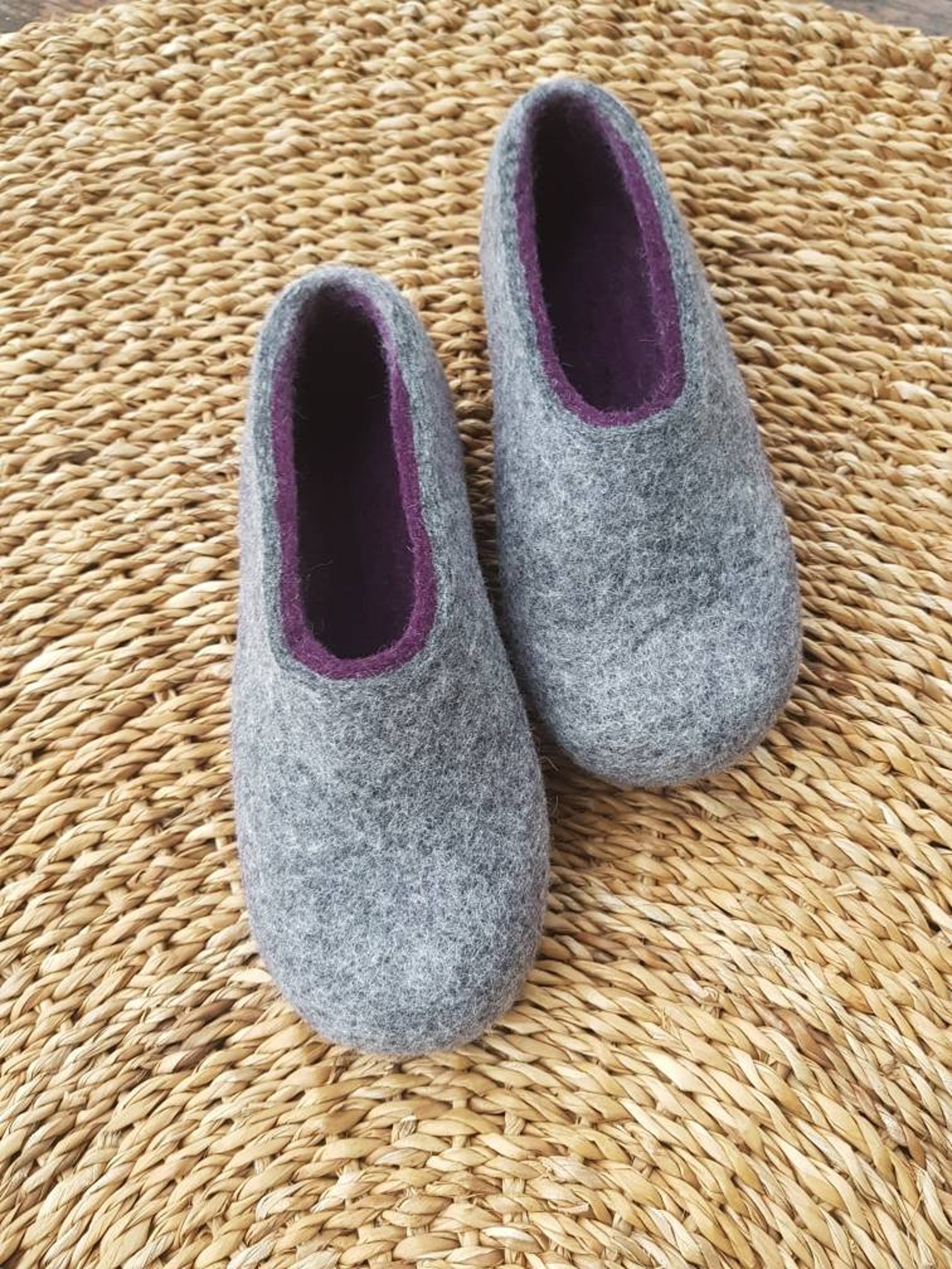 Handmade Eco Friendly Felted Slippers From Natural Wool Grey Womens ...