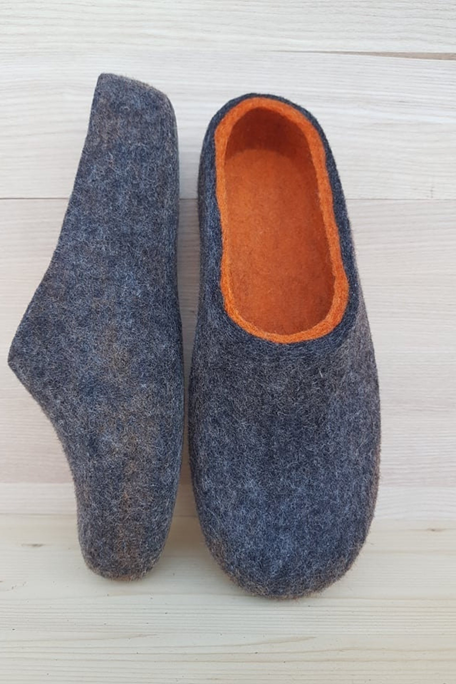Handmade Eco Friendly Felted Slippers From Natural Wool Grey - Etsy