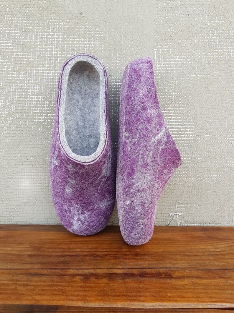 Handmade Eco Friendly Felted Slippers From Natural Wool Grey - Etsy