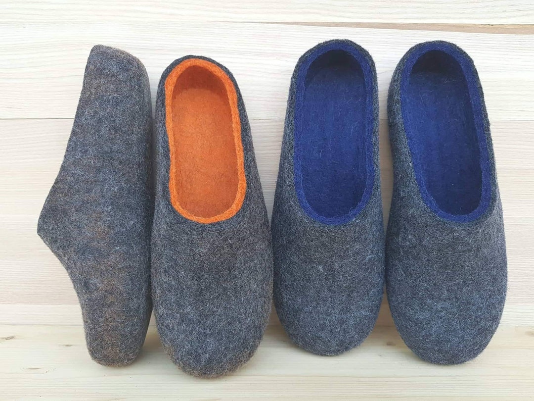 Handmade Eco Friendly Felted Slippers From Natural Wool Grey Felt ...