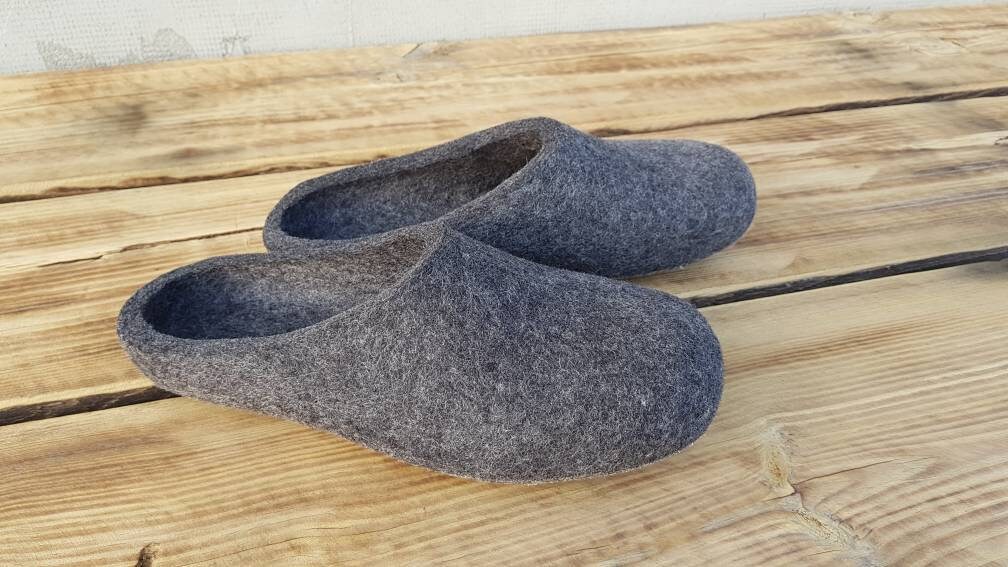 Handmade Eco Friendly Felted Slippers From Natural Wool Grey Felt ...
