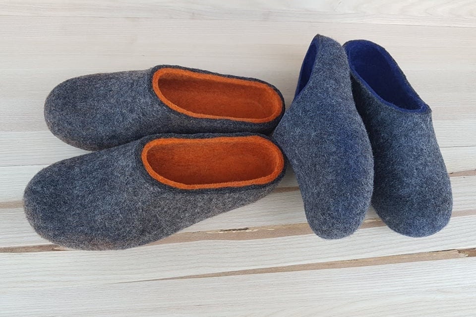 Handmade Eco Friendly Felted Slippers From Natural Wool Grey - Etsy