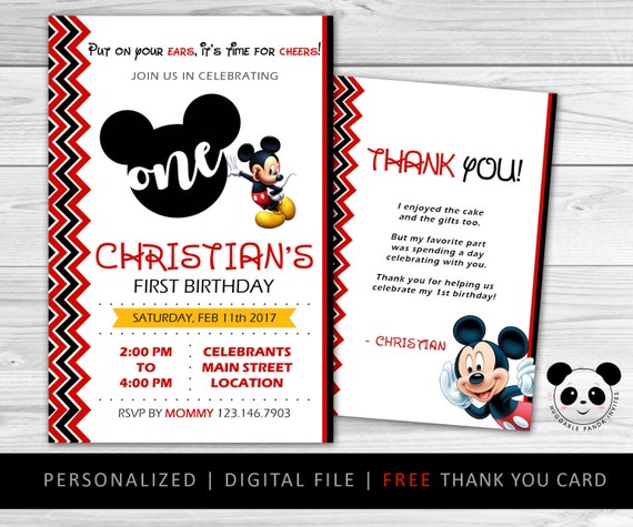 Mickey Invitations Mickey Invitation Mickey Invitation | Etsy