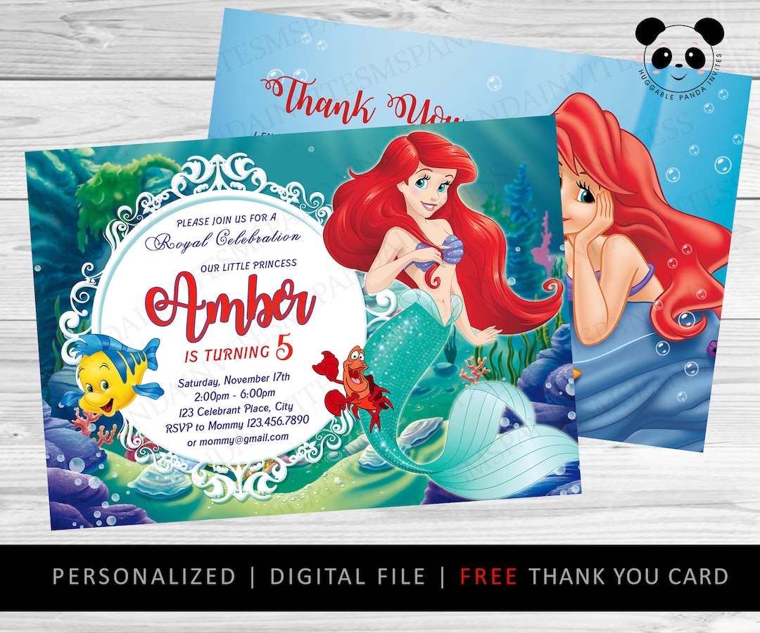 Little Mermaid, Disney Princess Ariel Card, the Little Mermaid Birthday ...