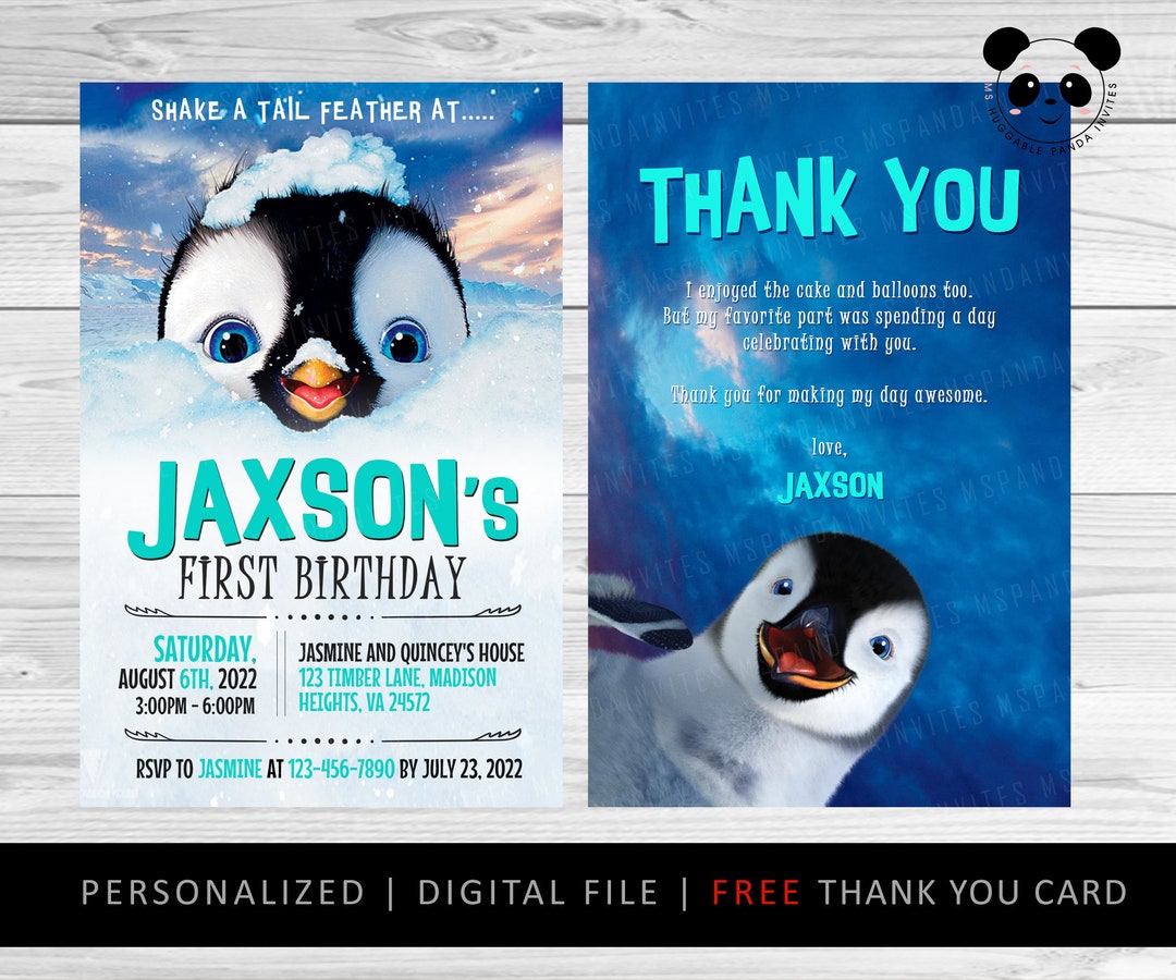 Happy Feet Invitation, Happy Feet Birthday, Happy Feet Party, Happy ...