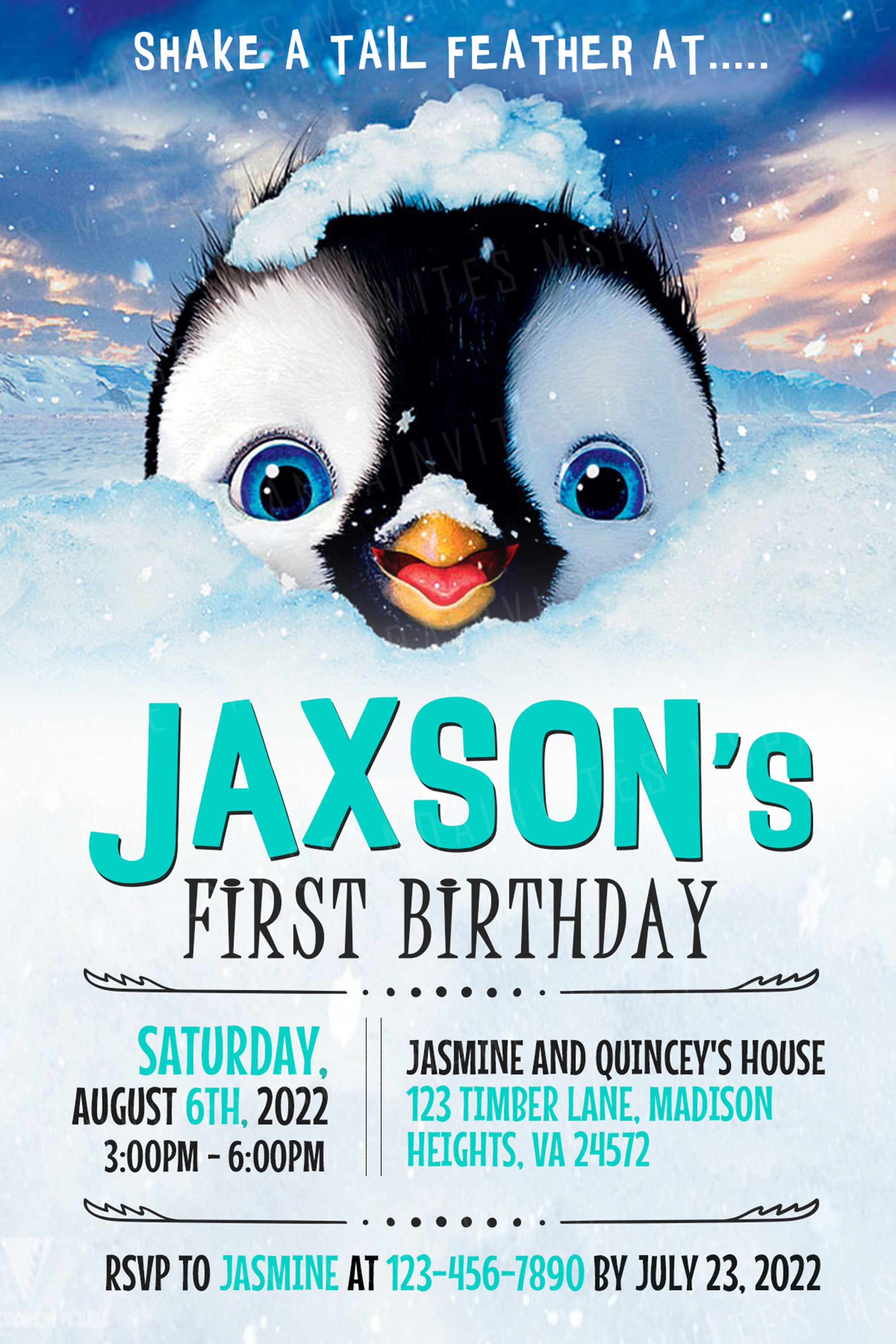 Happy Feet Invitation, Happy Feet Birthday, Happy Feet Party, Happy ...