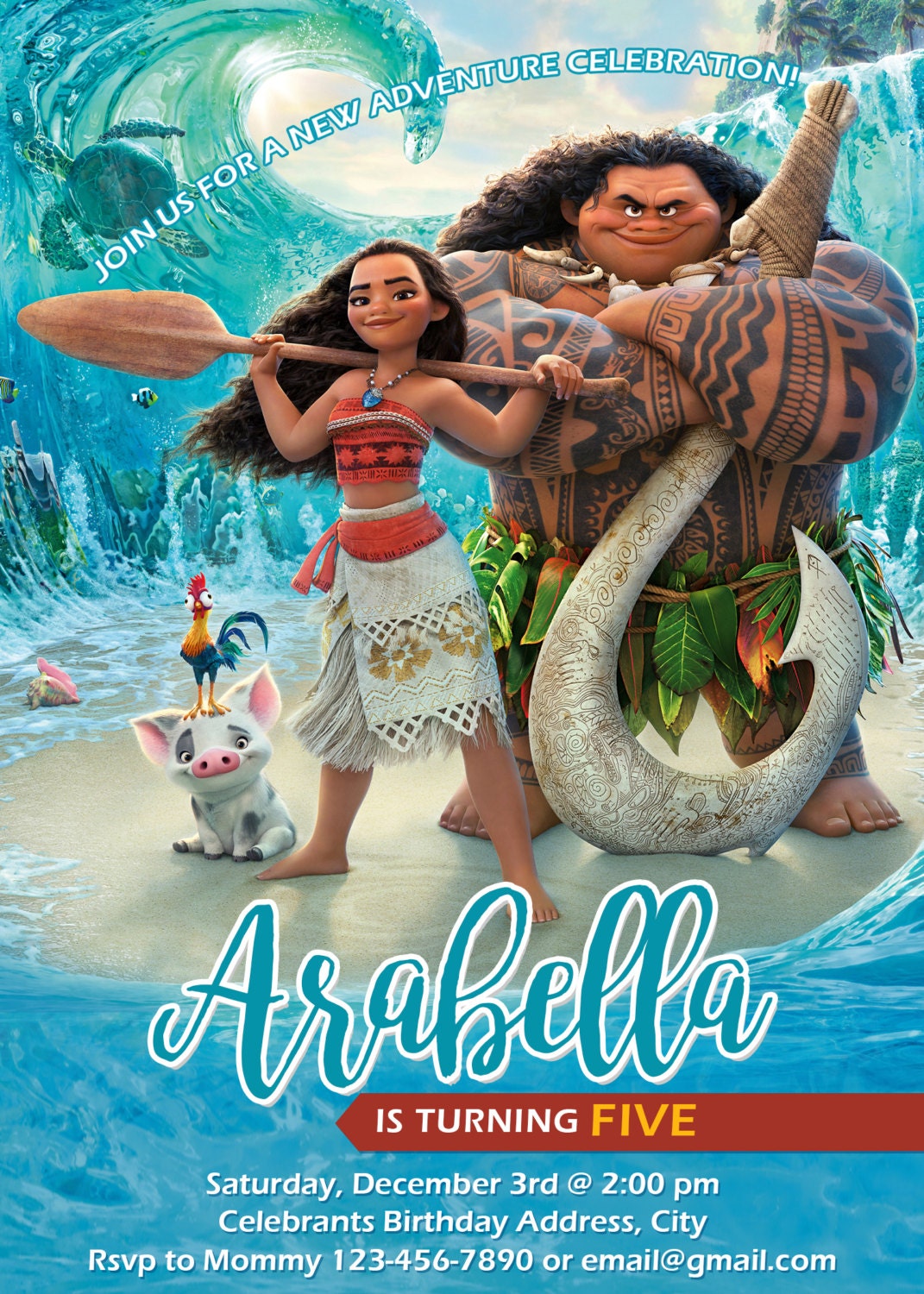 Invitaciones Moana, Invitación Moana, Invitación Moana, Fiesta Moana ...