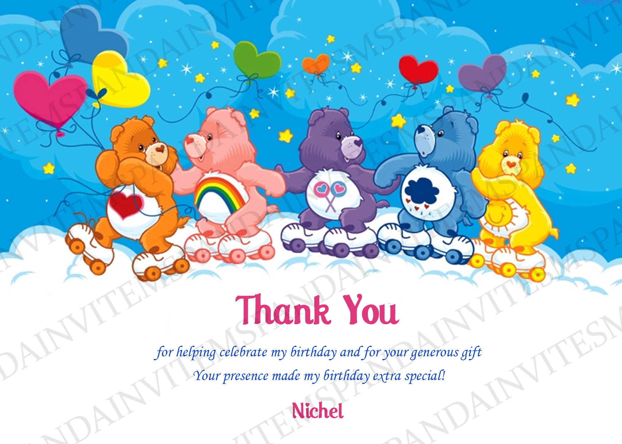 Care Bears Invitations, Care Bears Birthday Invitations, Carebears ...