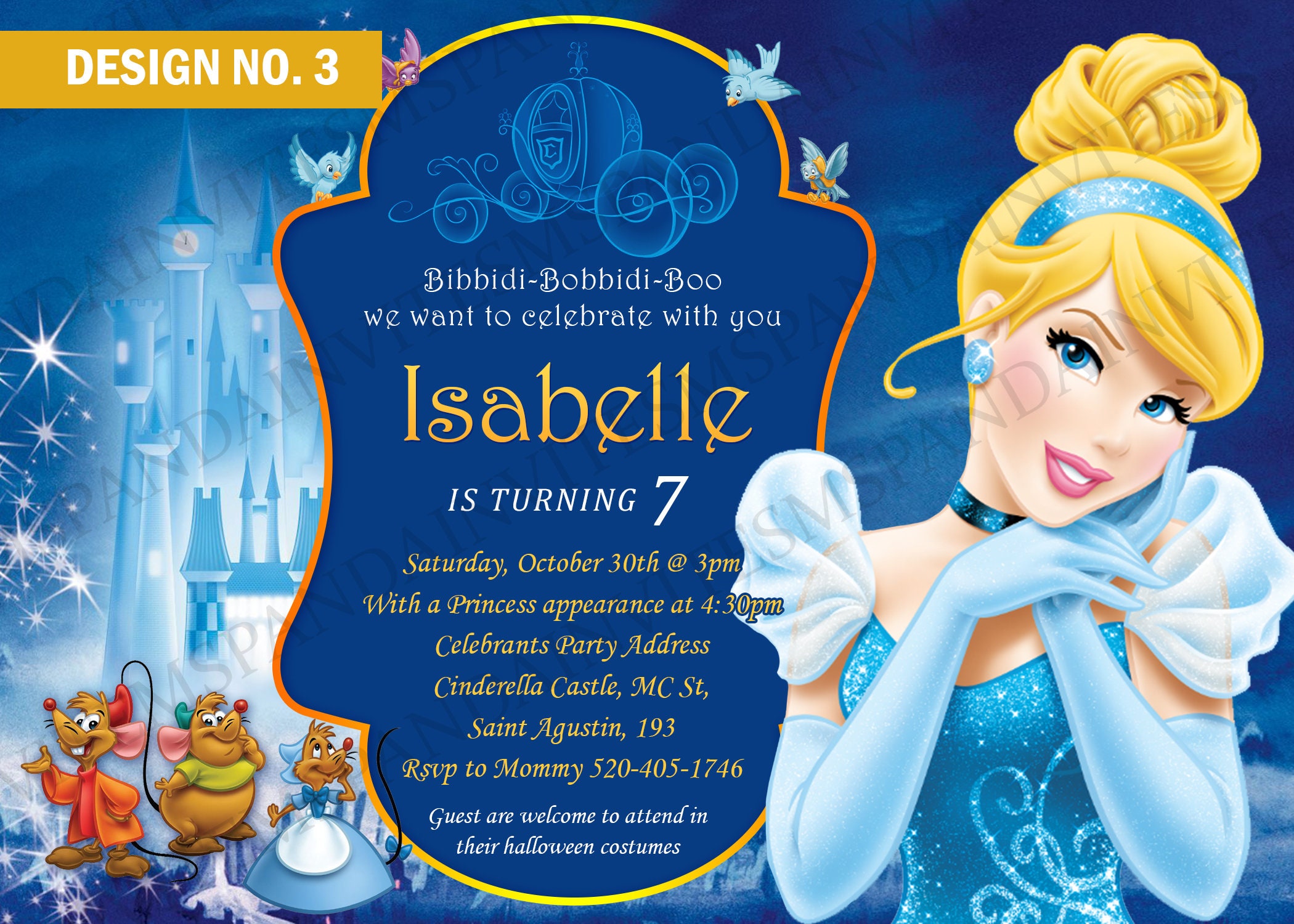 Cinderella Background Invitation