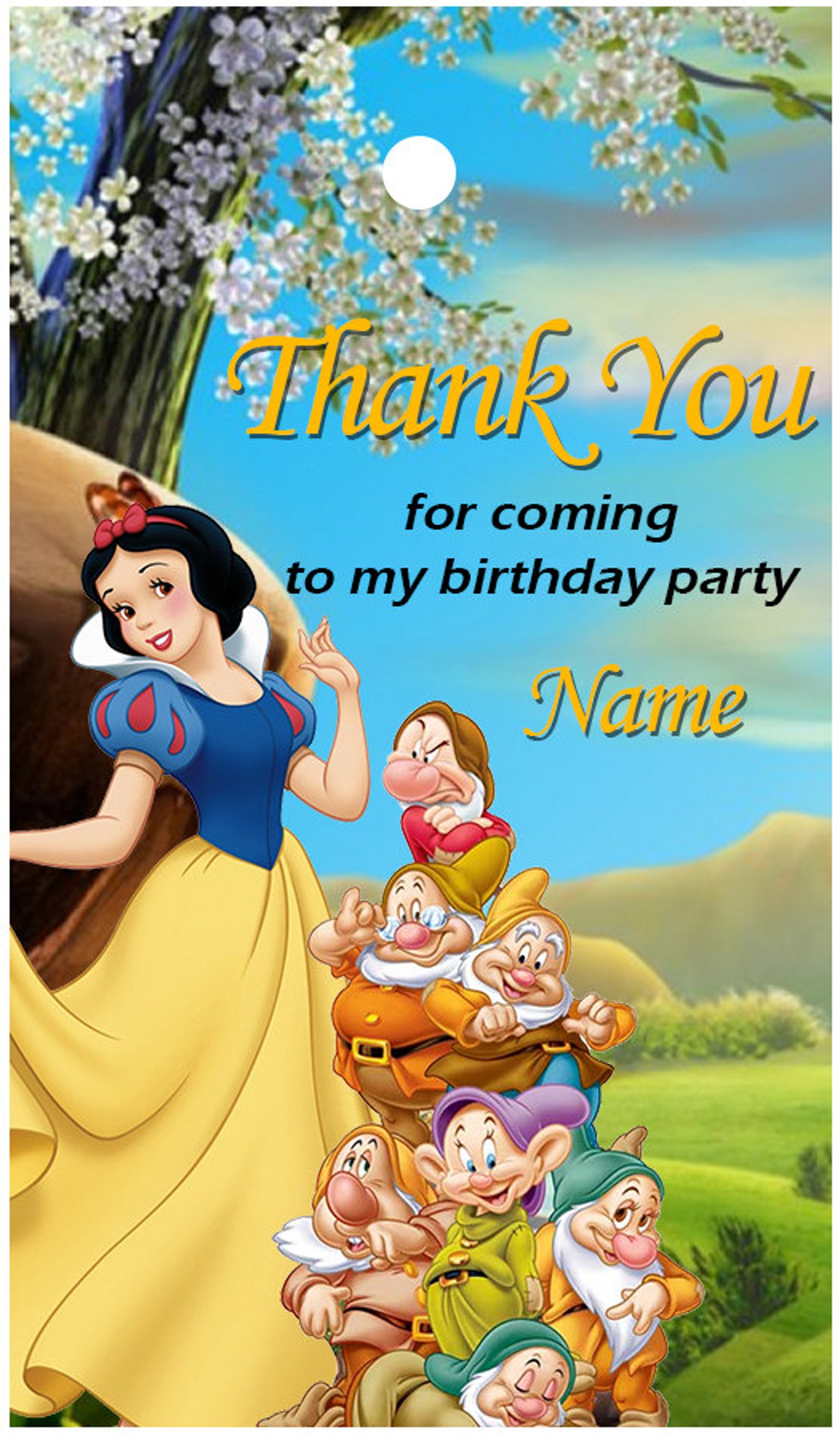 Snow White Thank You Tags, Birthday Party Favors (digital Printable ...