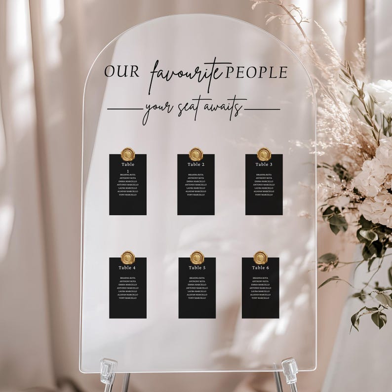 Custom Wedding Seating Chart Header: Vinyl Decal for Mirror/acrylic ...