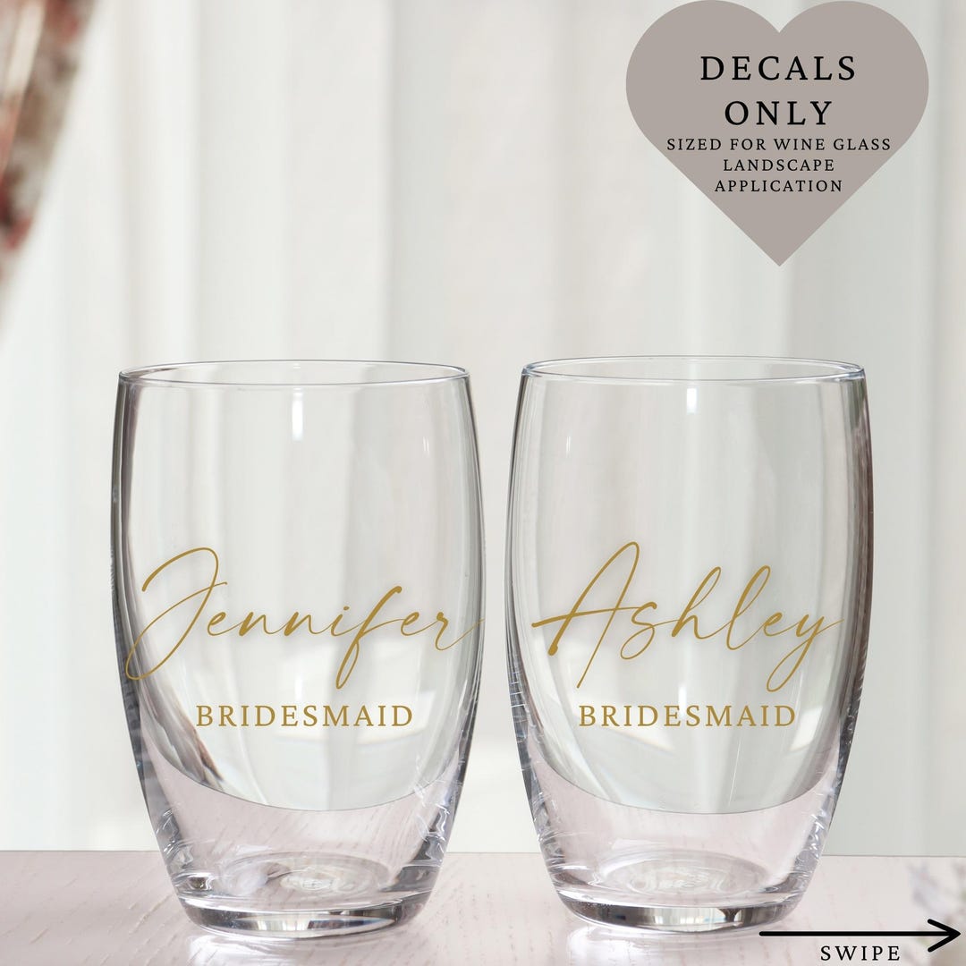 Custom Name Decals | Wine Glass Stemmed or Stemless Vinyl Stickers ...