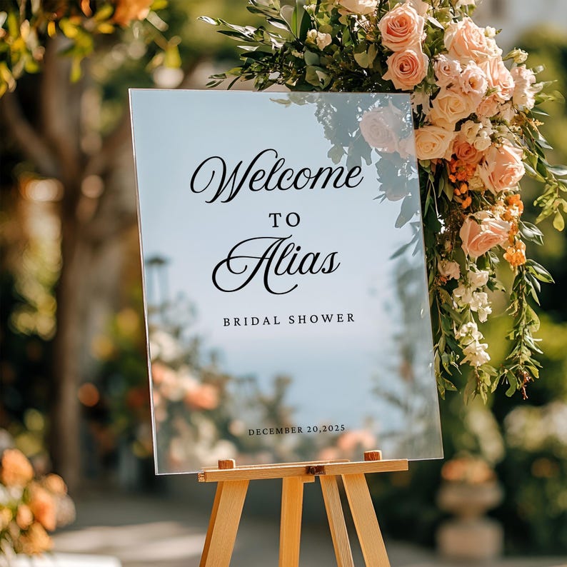 Personalized Bridal Shower Mirror Decal, Wedding Welcome Mirror Sign ...