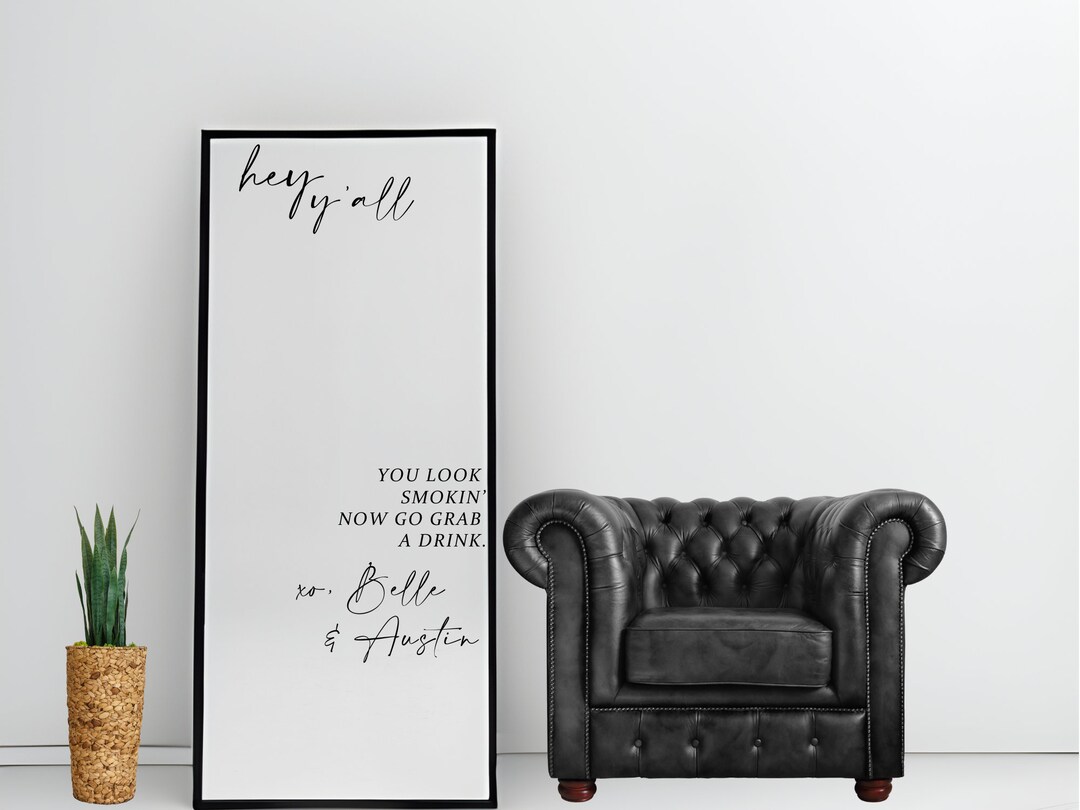 Customizable Wedding Mirror Decal: Hey Y'all, Selfie Welcome Sign - Etsy
