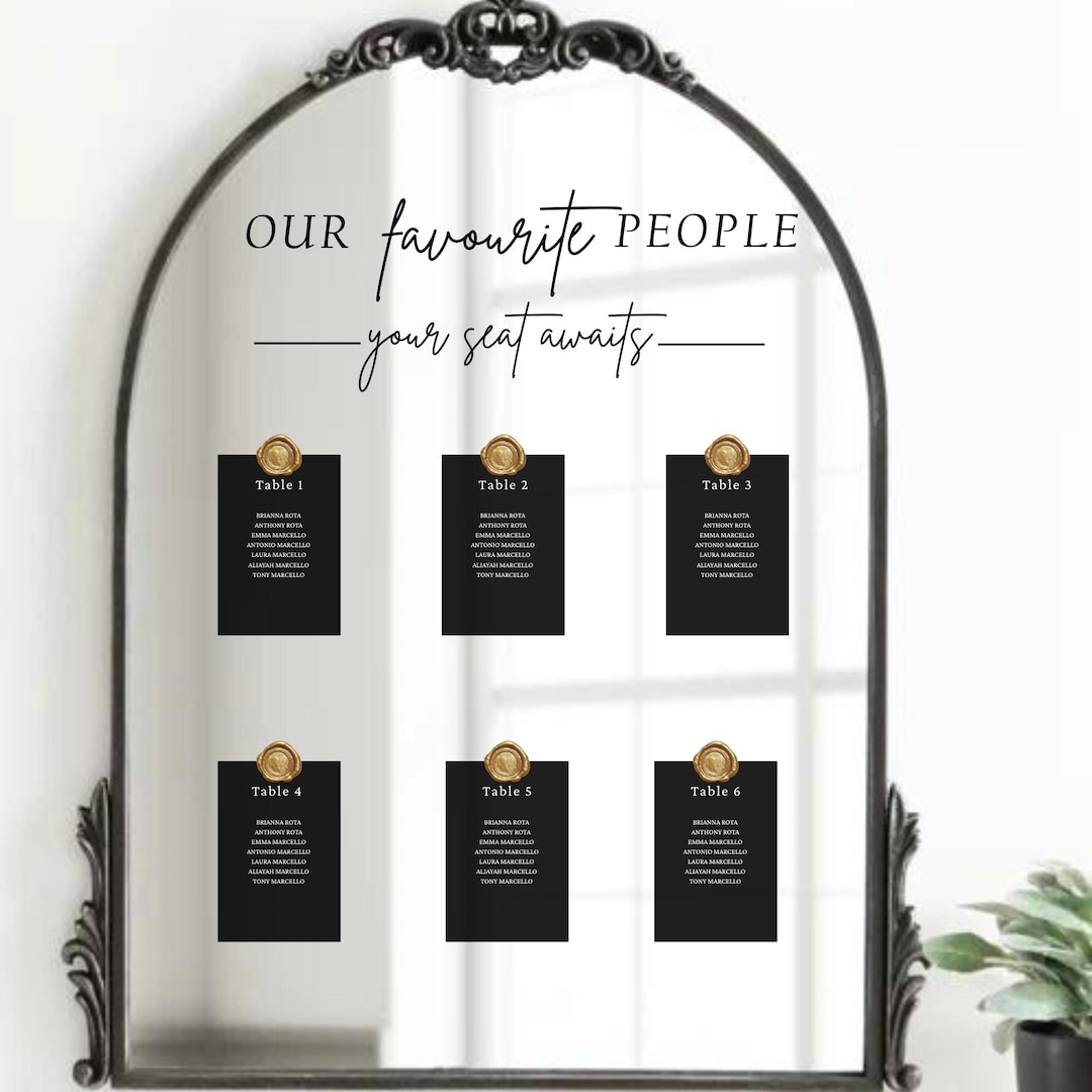 Custom Wedding Seating Chart Header: Vinyl Decal for Mirror/acrylic ...