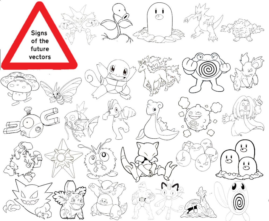 150 Pokemon SVG outlines. 150 first generation pokemon | Etsy