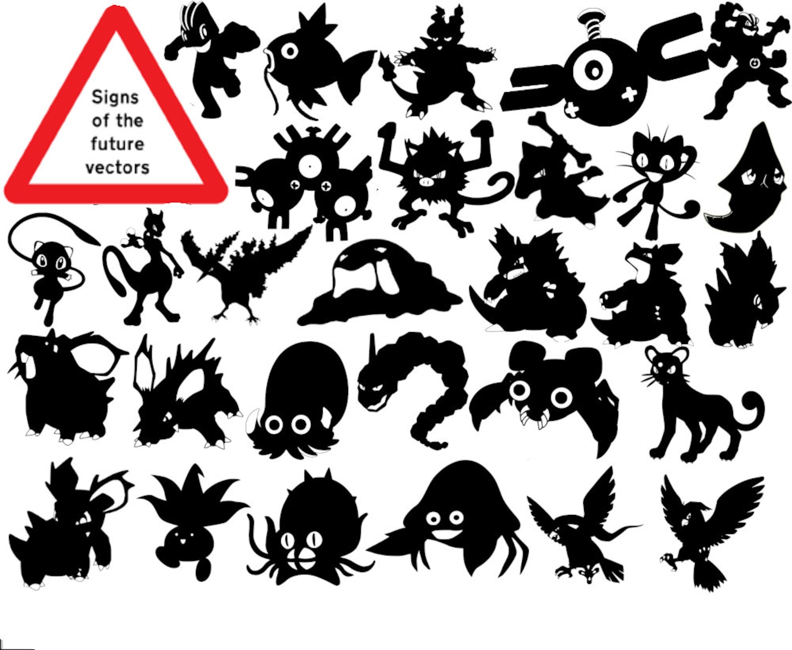 150 Pokemon SVG silhouettes. 150 first generation pokemon | Etsy