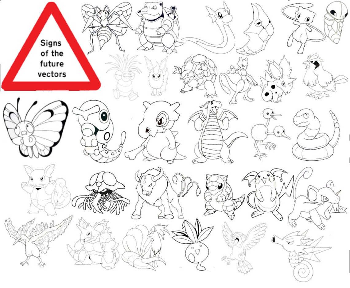 150 Pokemon SVG outlines. 150 first generation pokemon | Etsy