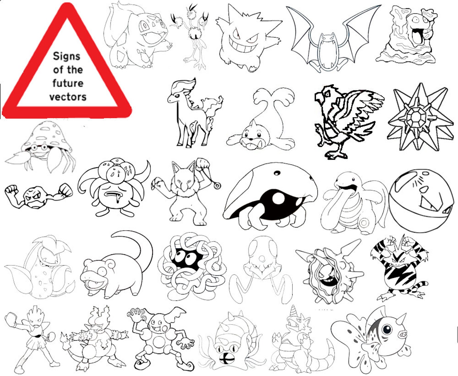 150 Pokemon SVG outlines. 150 first generation pokemon | Etsy