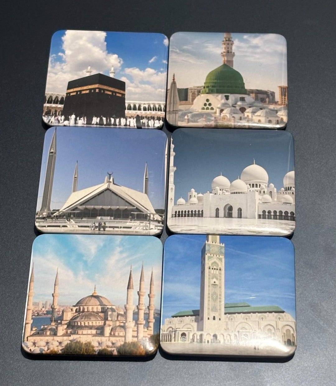Islamic Mosque Fridge Magnet Set of 6 Kaaba Madinah Faisal Mosque and ...