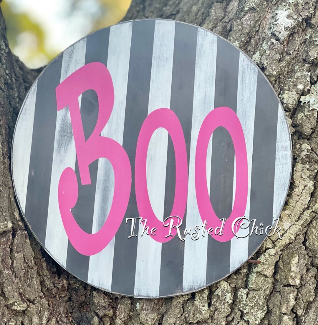 BOO Round Sign, Halloween Sign, Halloween Decor, BOO Sign, Handmade ...