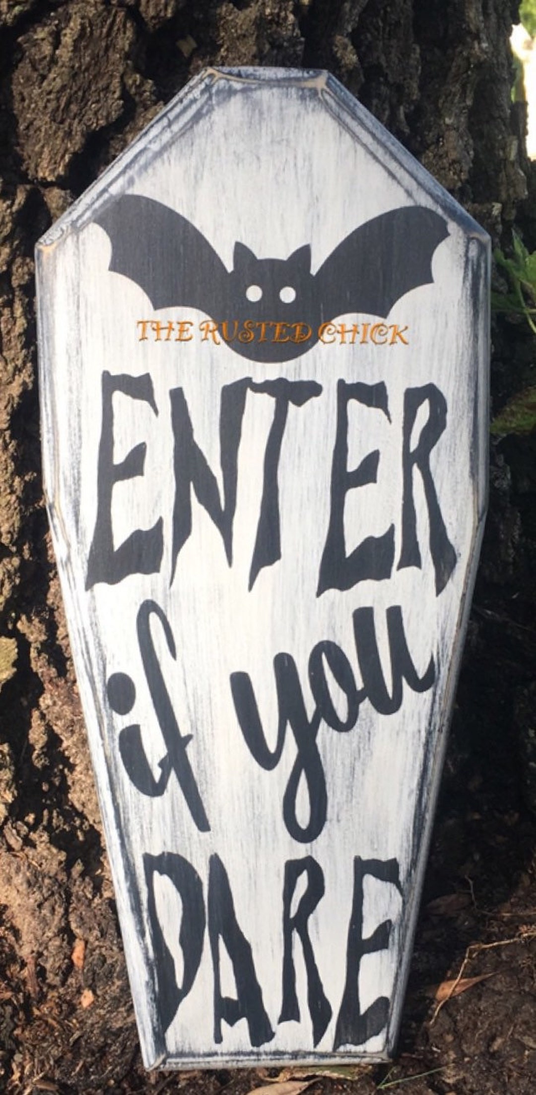 ENTER IF YOU Dare Sign, Halloween Sign, Halloween Coffin Sign, Handmade ...