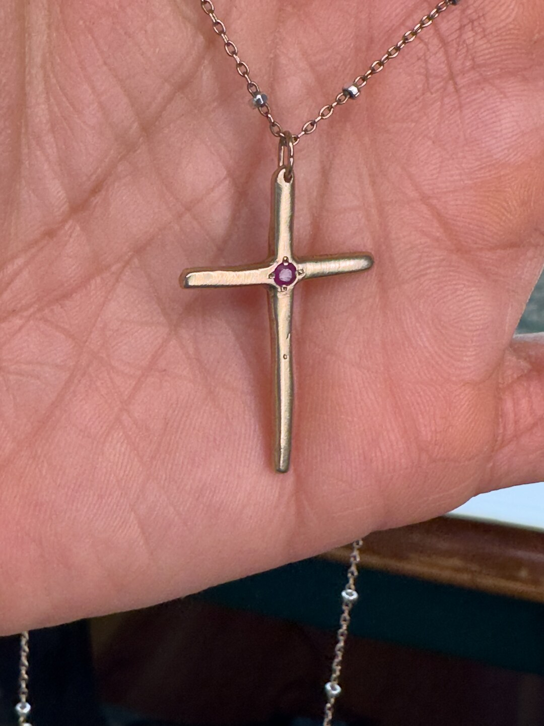 Ruby Gold Cross, 14 Carat, Handmade - Etsy