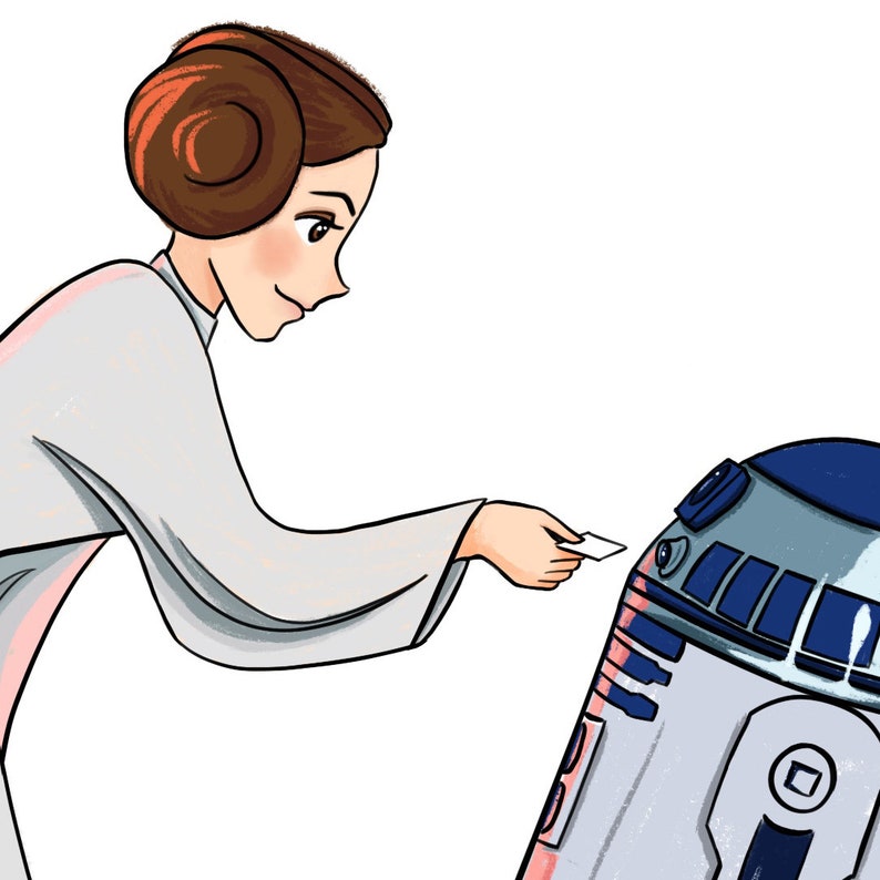 Princess Leia Art Princess Leia and R2D2 You're My - Etsy