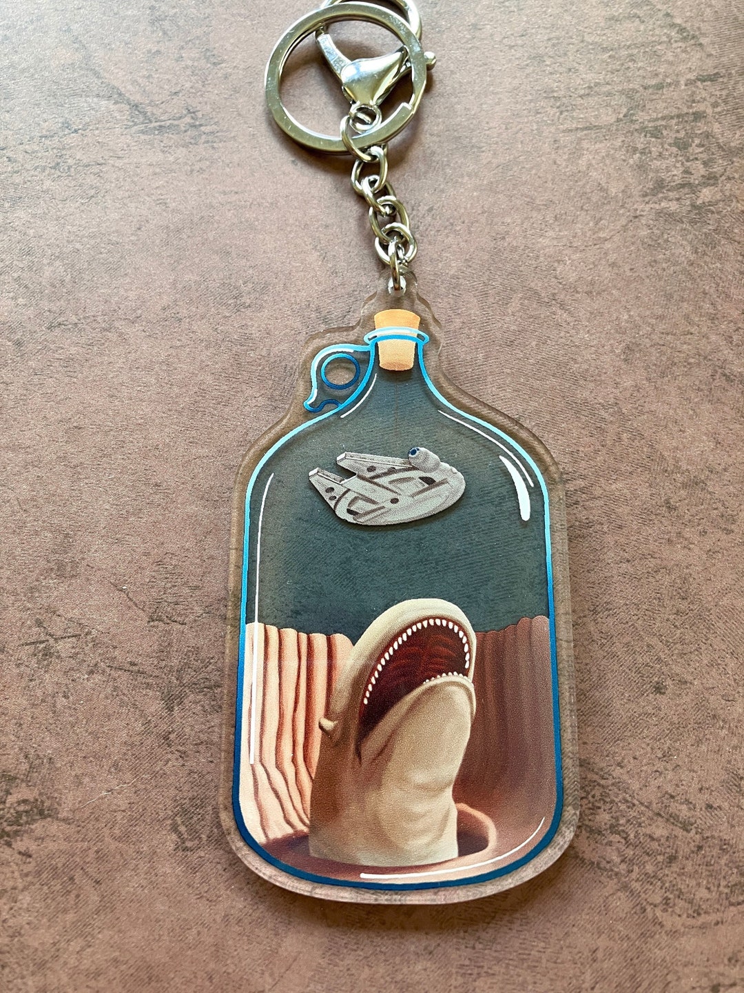 Spaceship in a Bottle Keychain - Millennium Falcon - X-wing - TIE ...