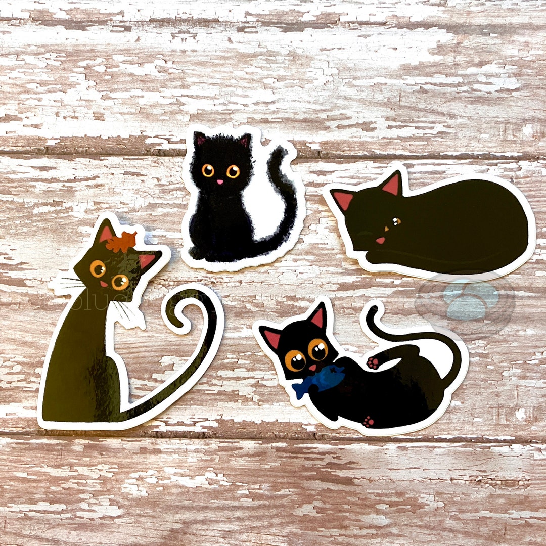 Cute Cat Vinyl Stickers Black Cat Car Decal Kitty Stickers Set Cute ...
