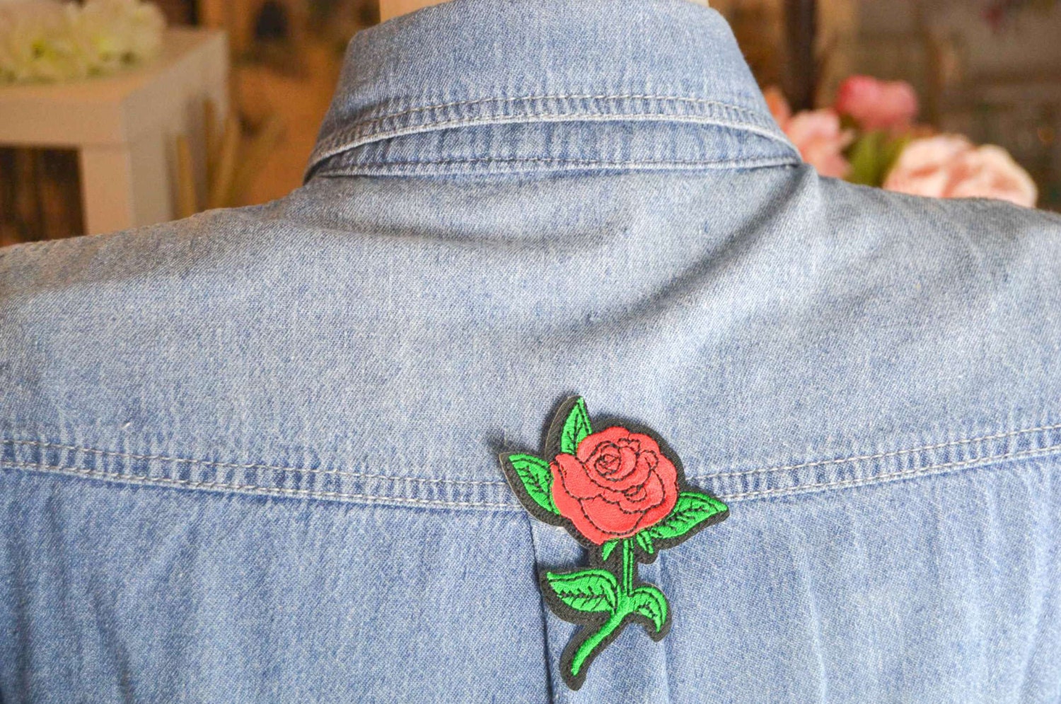 Patch Fusible Red Rose Customization Patch Patch Rock - Etsy