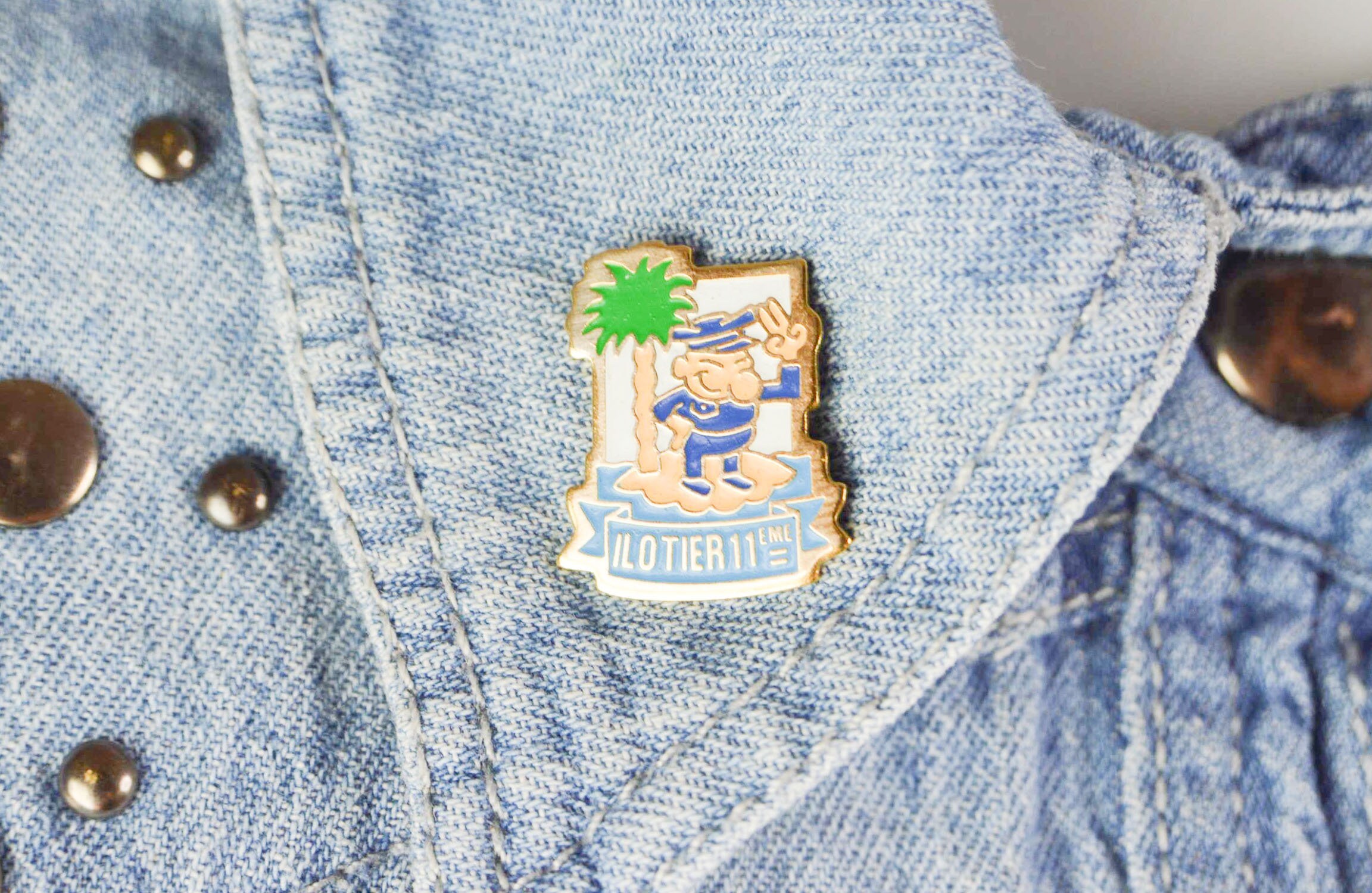 Vintage Man Pins on an Island Postman and Coconut Palm Palm | Etsy